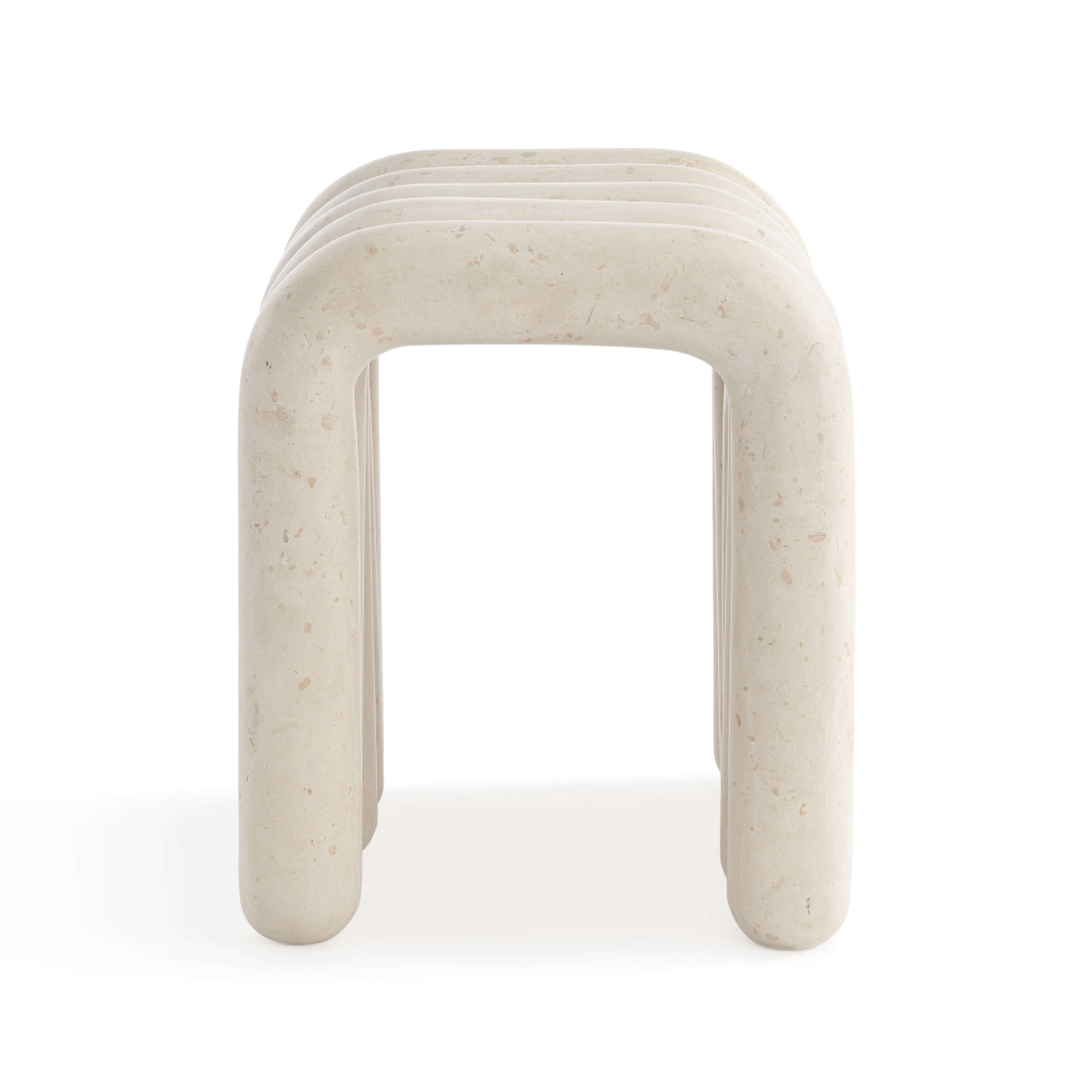 Alma Modern Square Channel Waterfall Curved Stone Side Table Stool