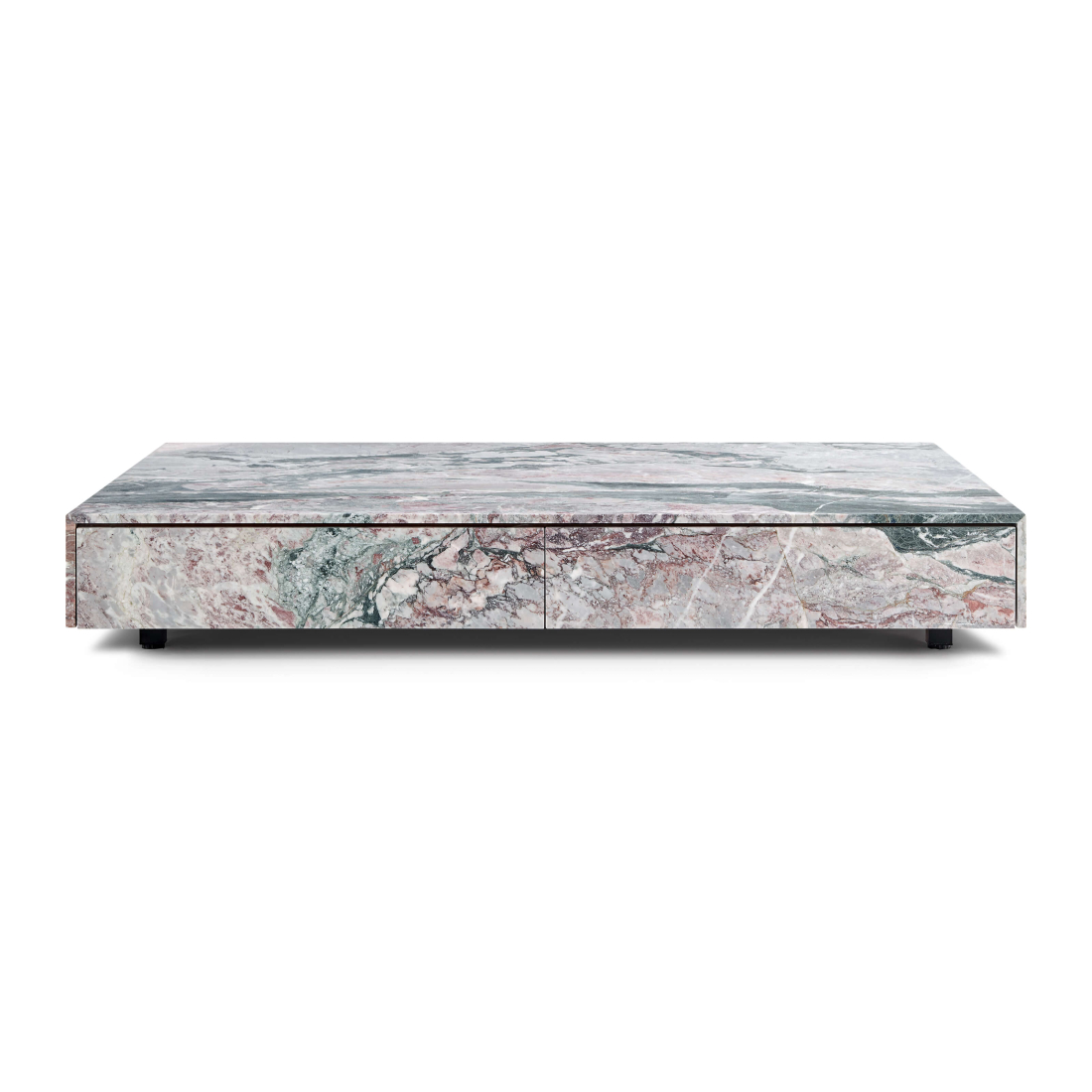 Giro Modern Rectangular Marble Low Profile Block Storage Coffee...