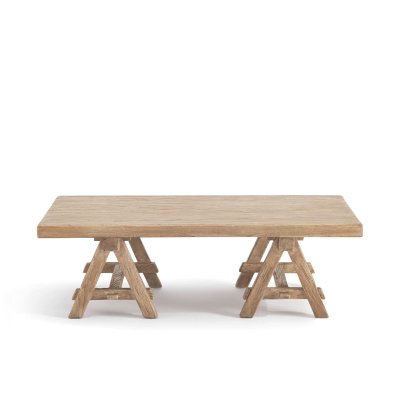 EM Wabi-Sabi Rustic Rectangular Reclaimed Wood Coffee Table with...