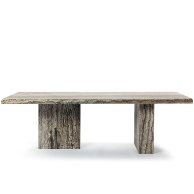 Milan Modern Oval Marble Dining Table with Curved Block Legs