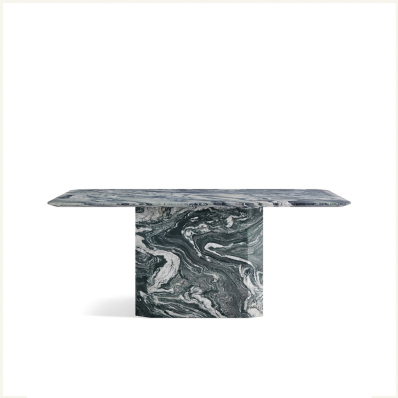 Milan Modern Oval Marble Dining Table with Curved Block Legs