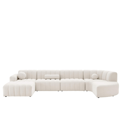 Aurelie Modern Channel Tufted Curved Modular Sectional Sofa