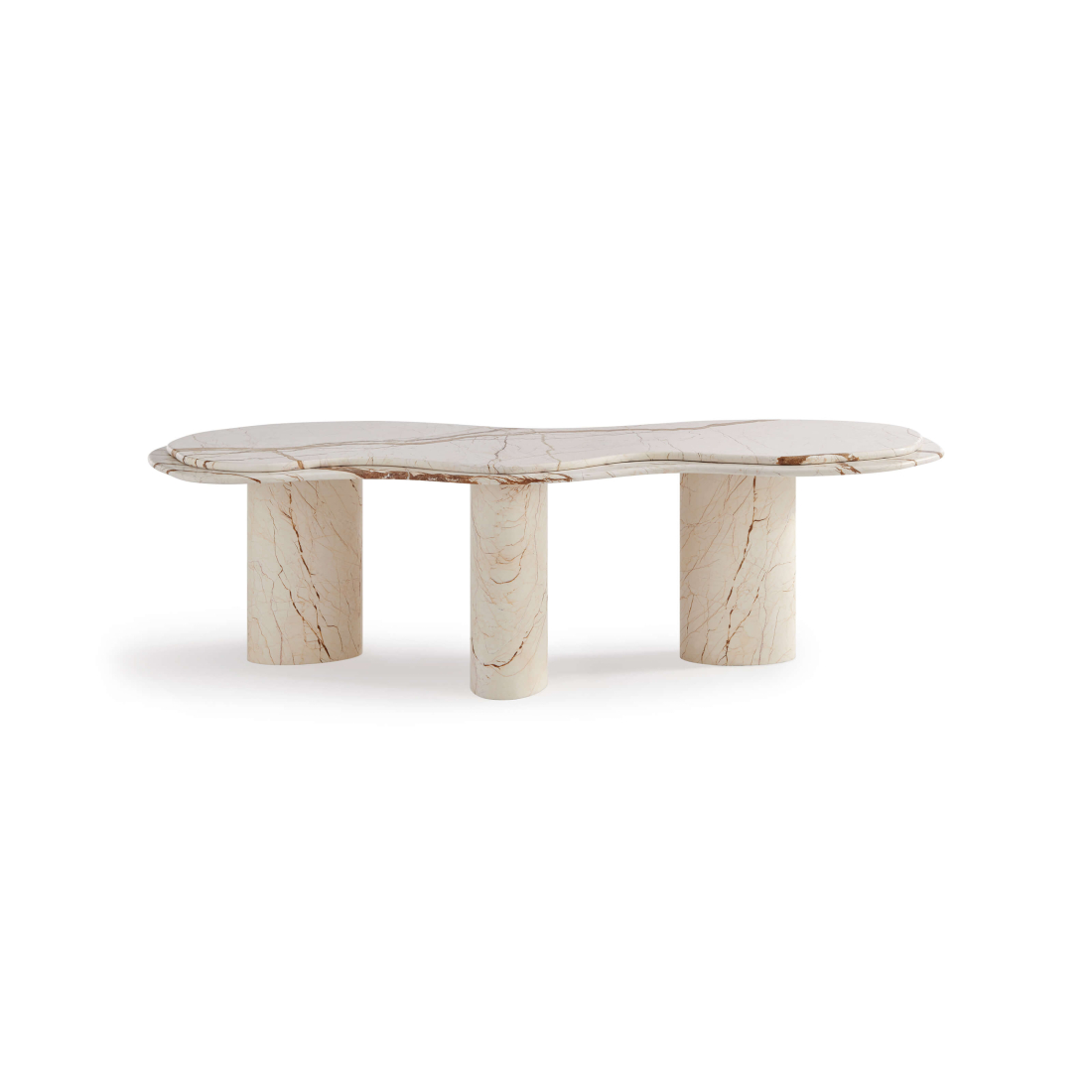 Charli Wavy Freeform Marble Coffee Table with Oval Legs