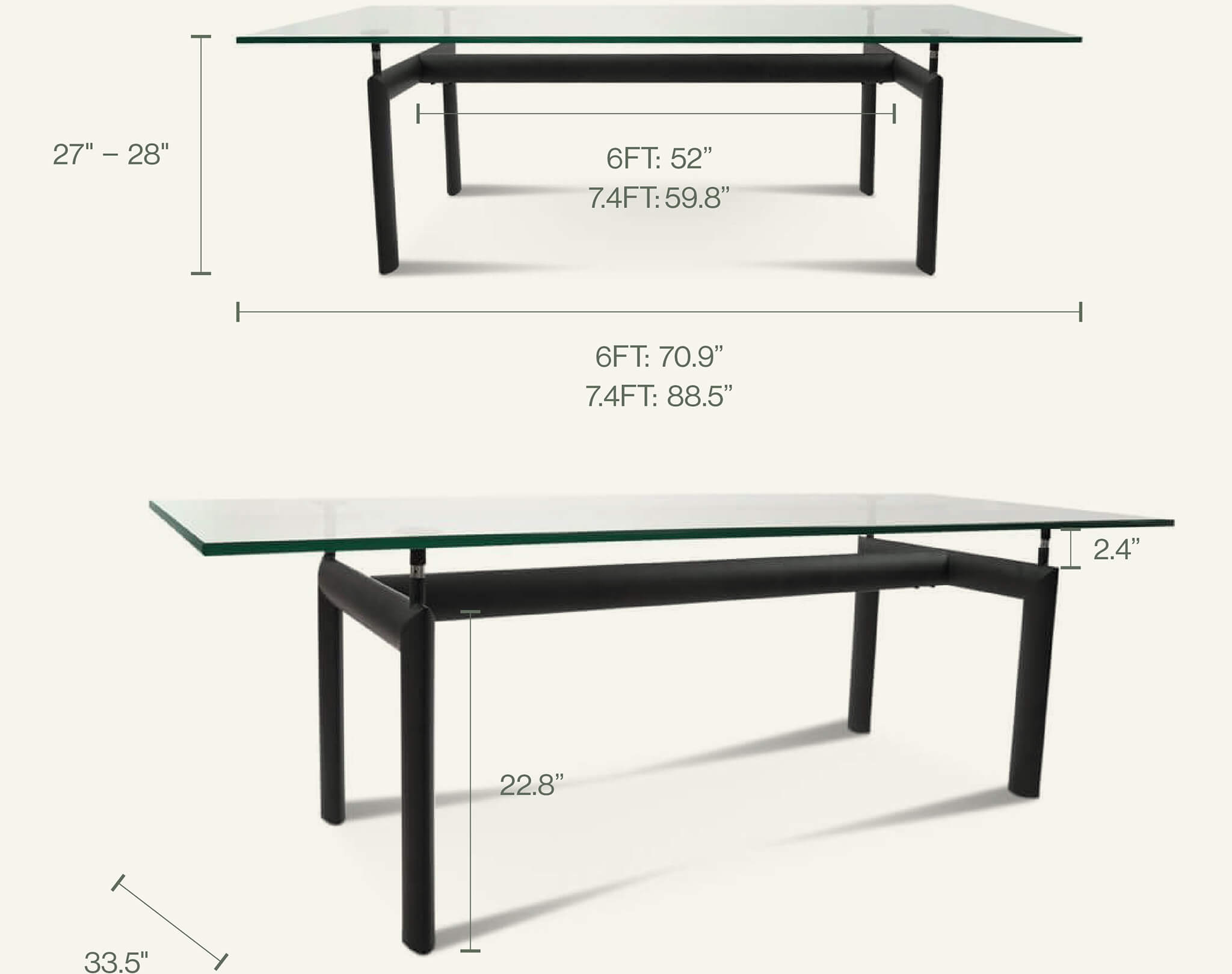 Corbusier Glass Dining Table