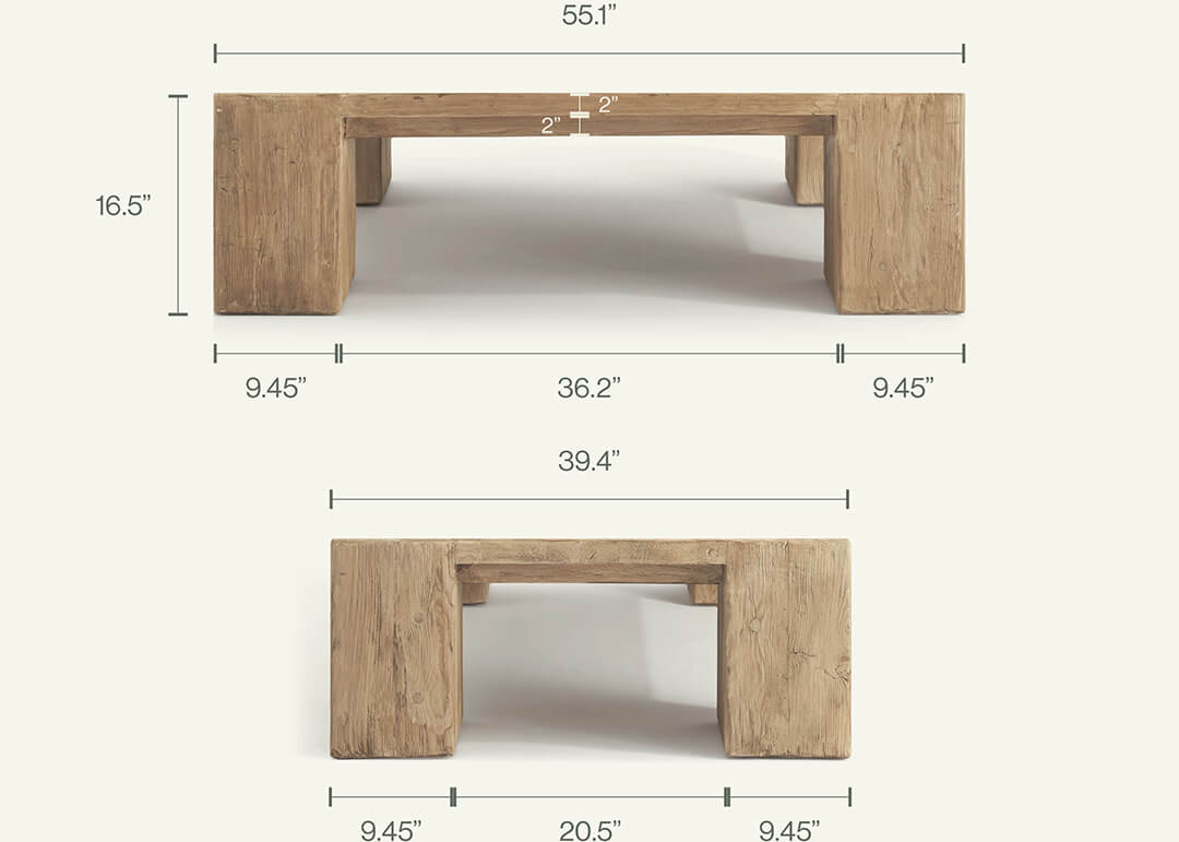 EM Wabi-Sabi Rustic Rectangular Reclaimed Wood Coffee Table with...
