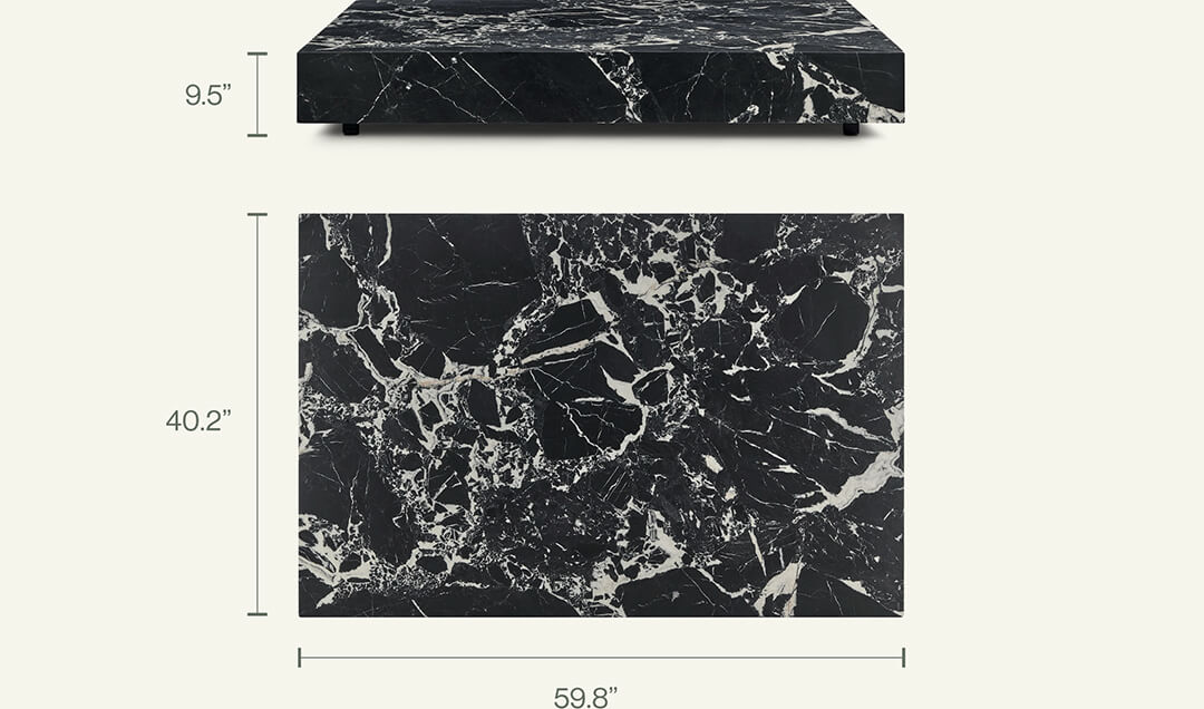 Giro Modern Rectangular Marble Low Profile Block Coffee Table