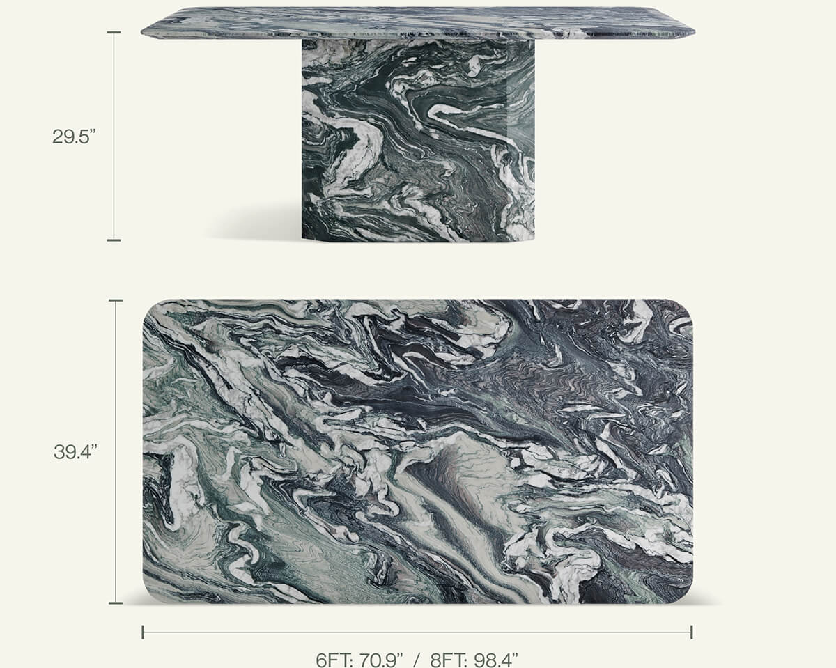 Cosmos Sculptural Rectangular Marble Dining Table with Block...
