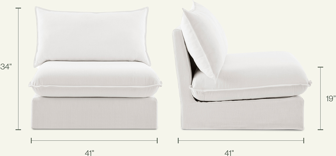 EM Wabi-Sabi Casual Slipcovered Modular Sectional Sofa | Middle Module