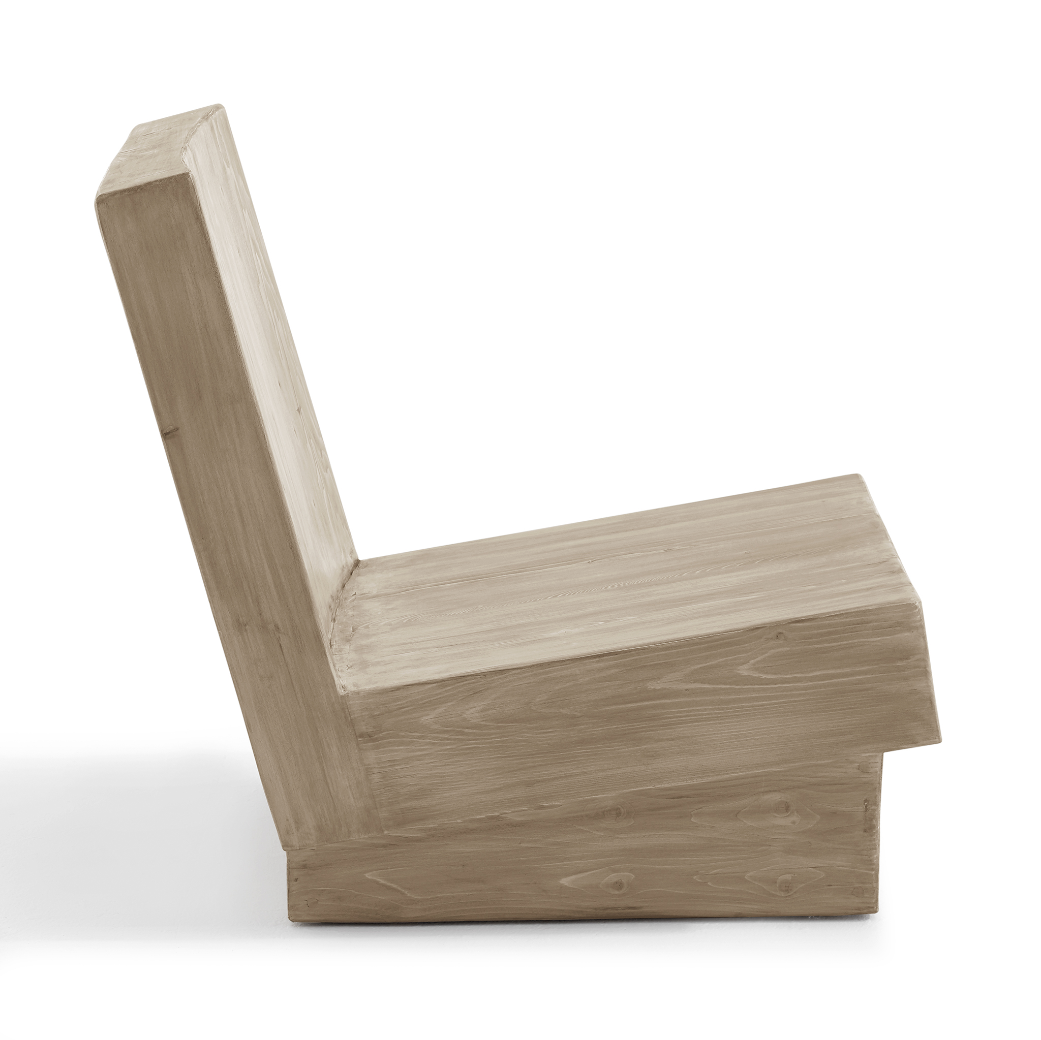 EM Wabi-Sabi Rustic Block Reclaimed Pine Wood Lounge Chair