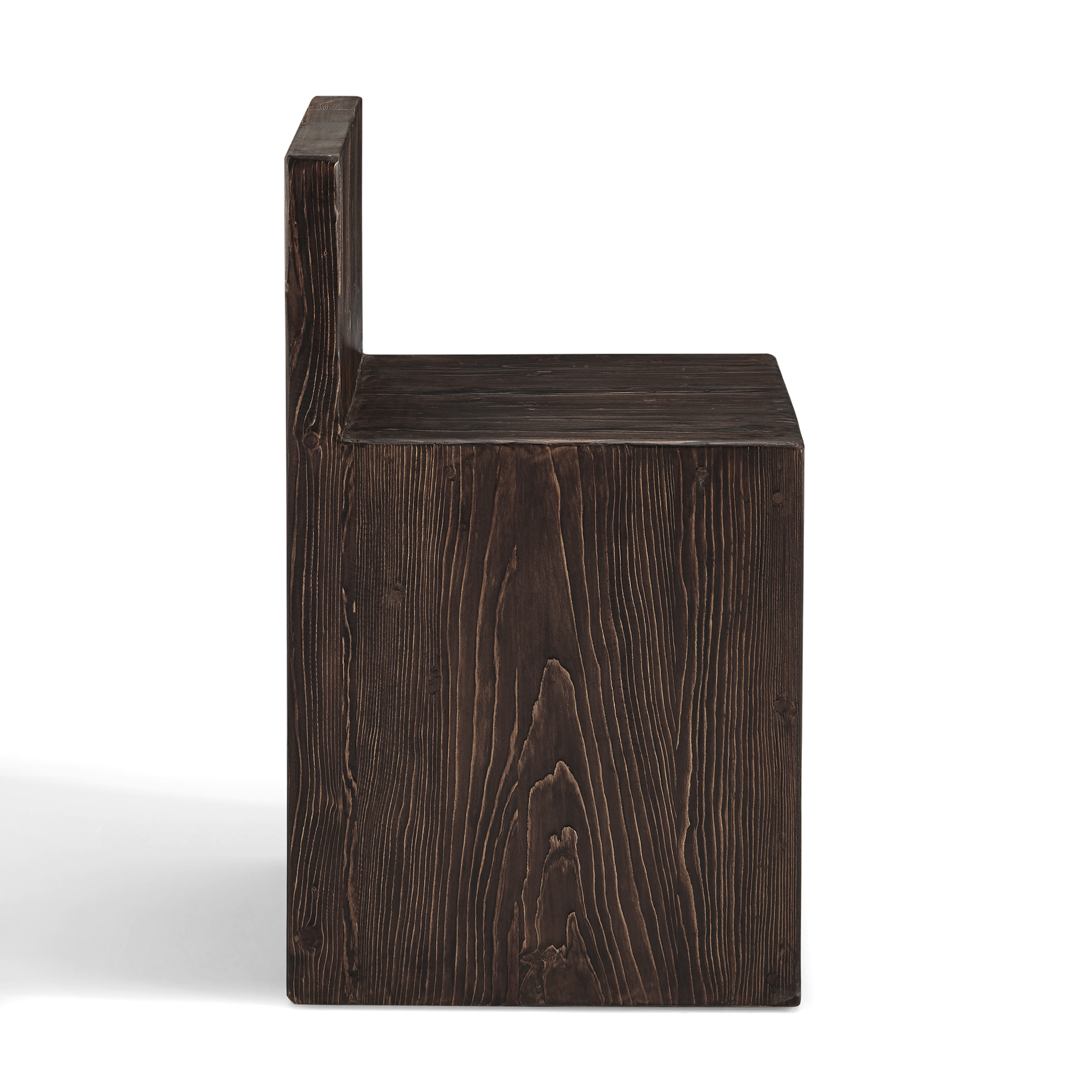 EM Wabi-Sabi Rustic Cube Block Reclaimed Pine Wood Accent Chair