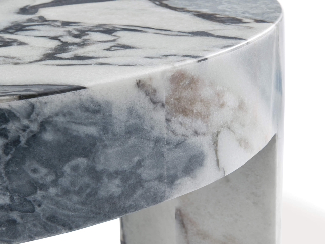 Milan Modern Round Marble Side Table with Curved Block Legs