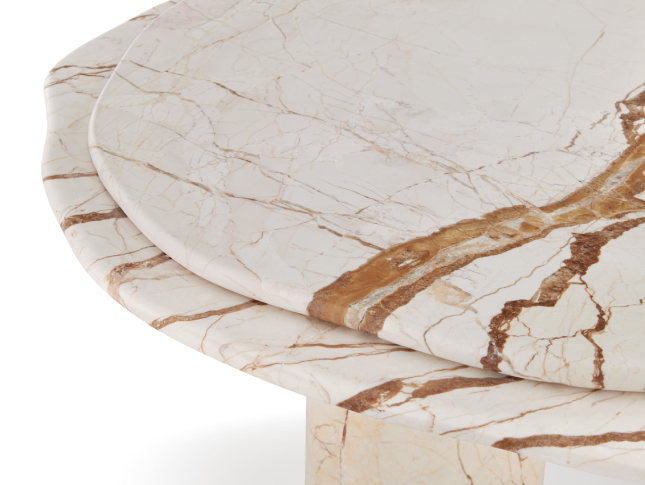 Charli Wavy Freeform Marble Coffee Table with Oval Legs