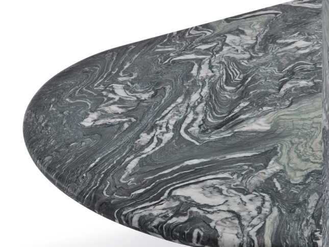 Milan Modern Oval Marble Dining Table with Curved Block Legs